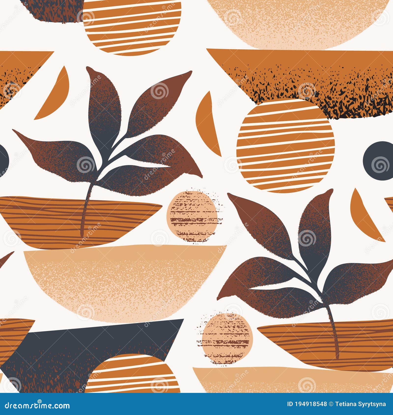 Abstract Minimal Background: Tropical Leaf Silhouette, Geometric Shapes ...