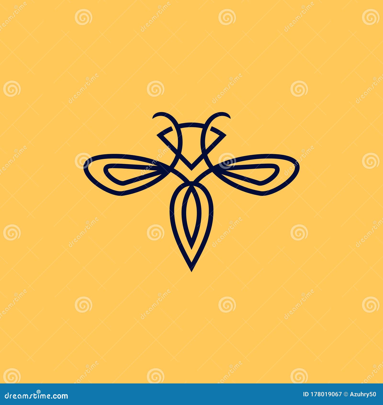 Abstract Minimal Bee Logo Icon Vector Isolated on Yellow Background ...