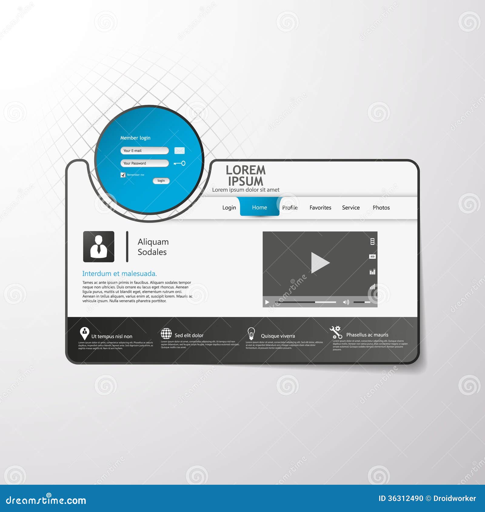 Abstract Minimal Interface Design Template Stock Vector - Illustration ...