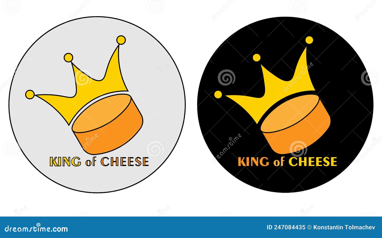 Abstract Minimal Logo of the King of Cheese with a Crown in Two ...