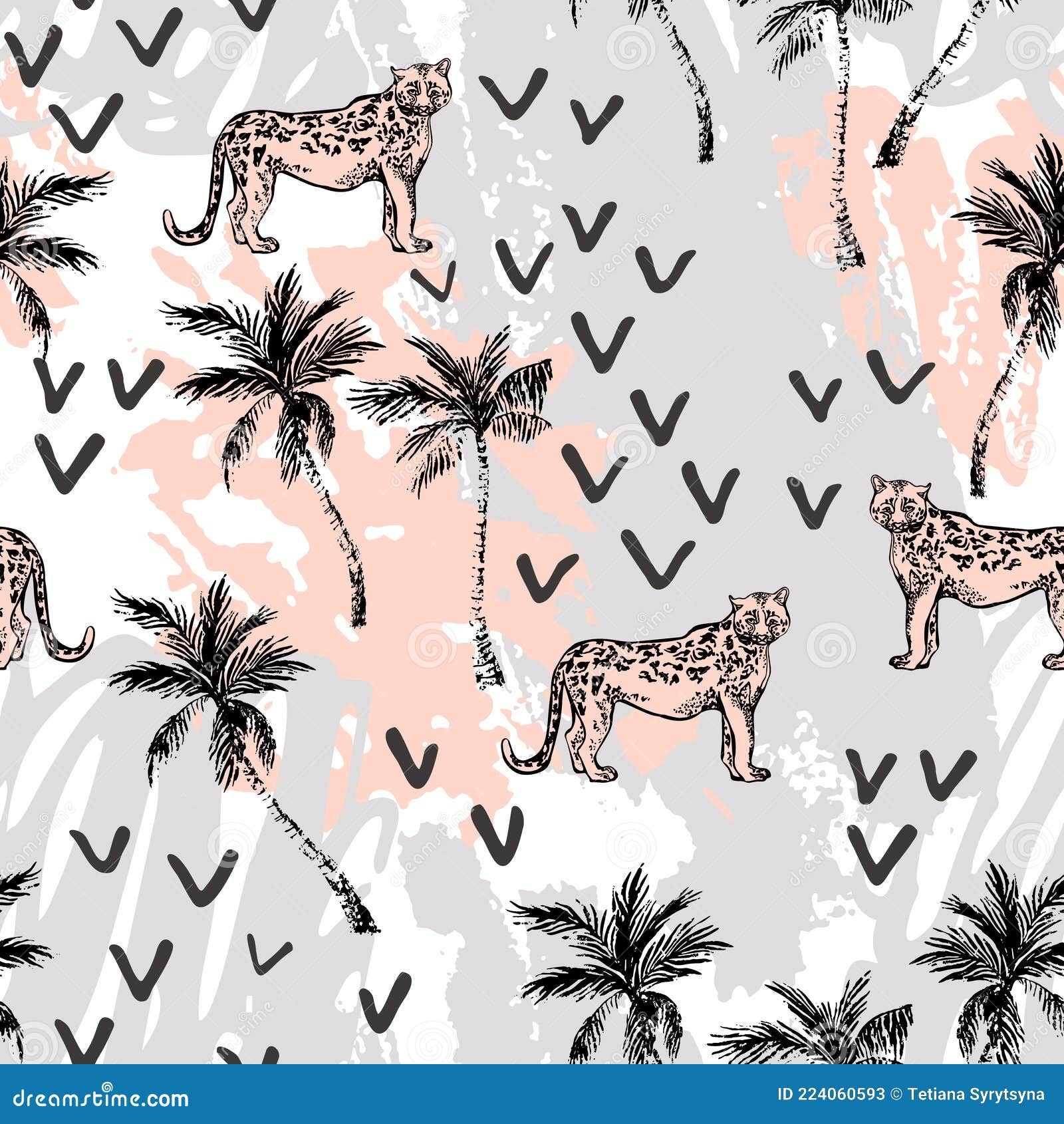 Abstract Minimal Palm Trees Seamless Pattern, Coconut Palm Tree Vector ...