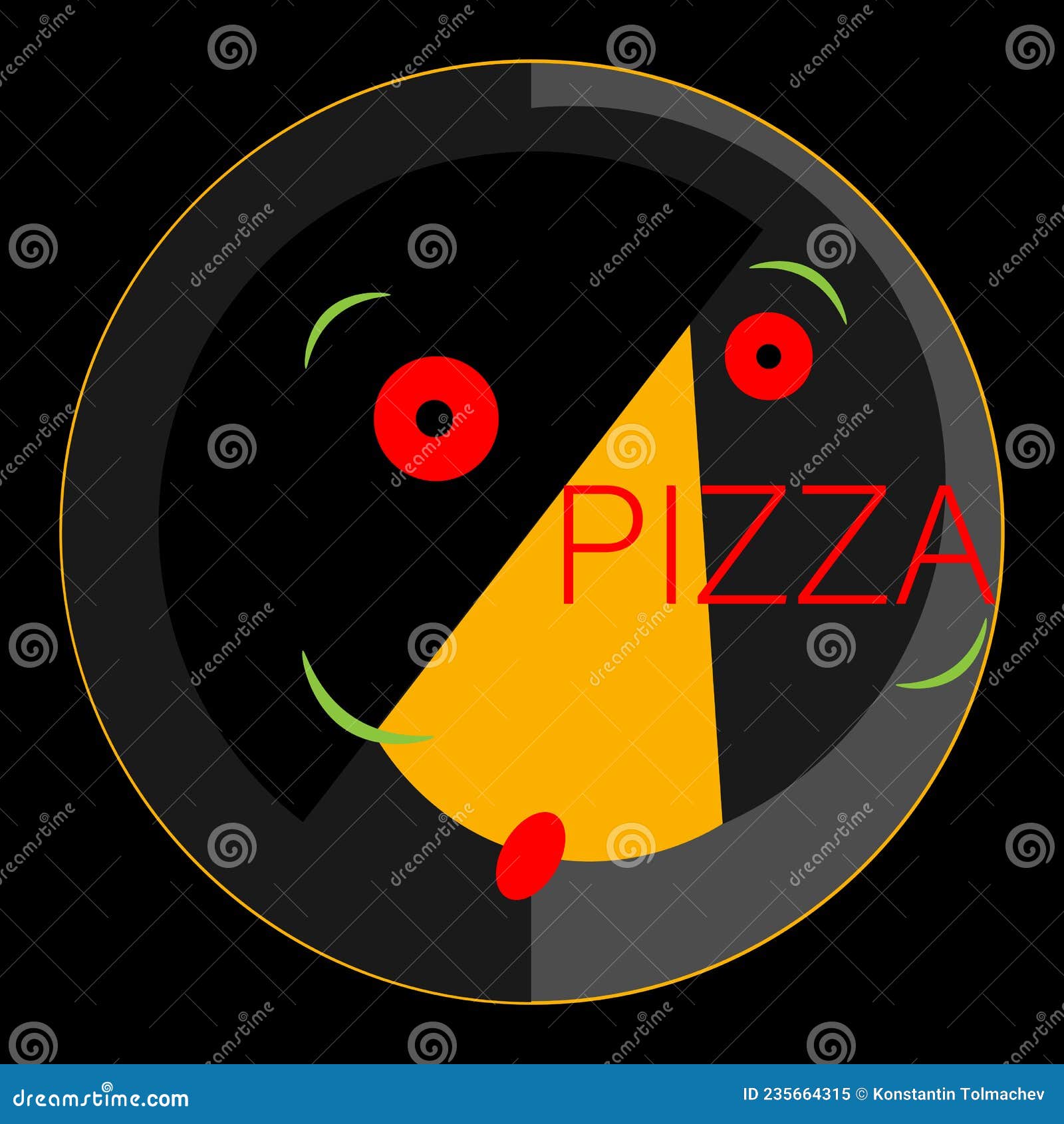 Abstract Minimal Pizza Logo from Geometric Shapes on Dark Background ...