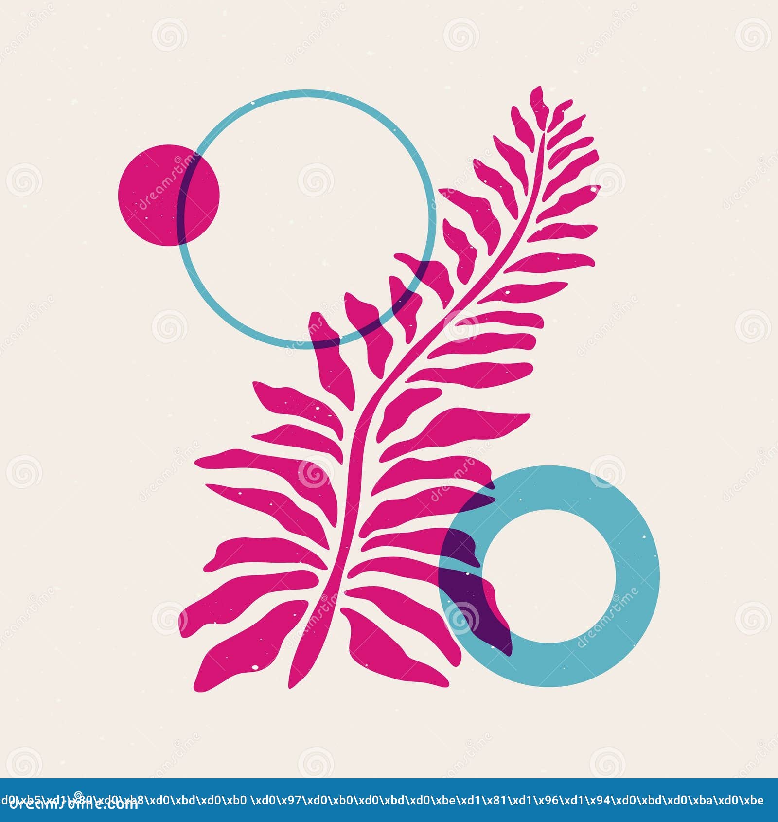 Abstract Minimal Poster Riso Style. Modern Floral Element Lino Print ...