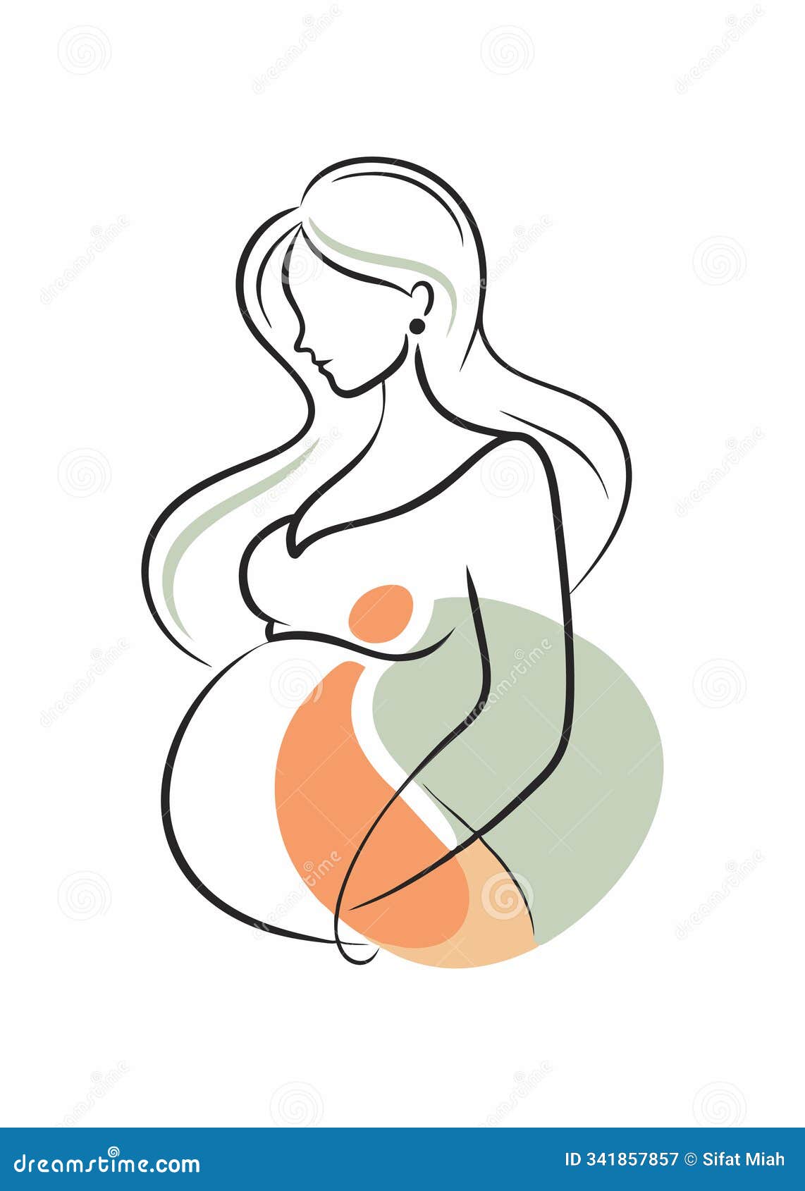 Abstract Minimal Pregnant Mother Continuous Line Art Vector on White ...