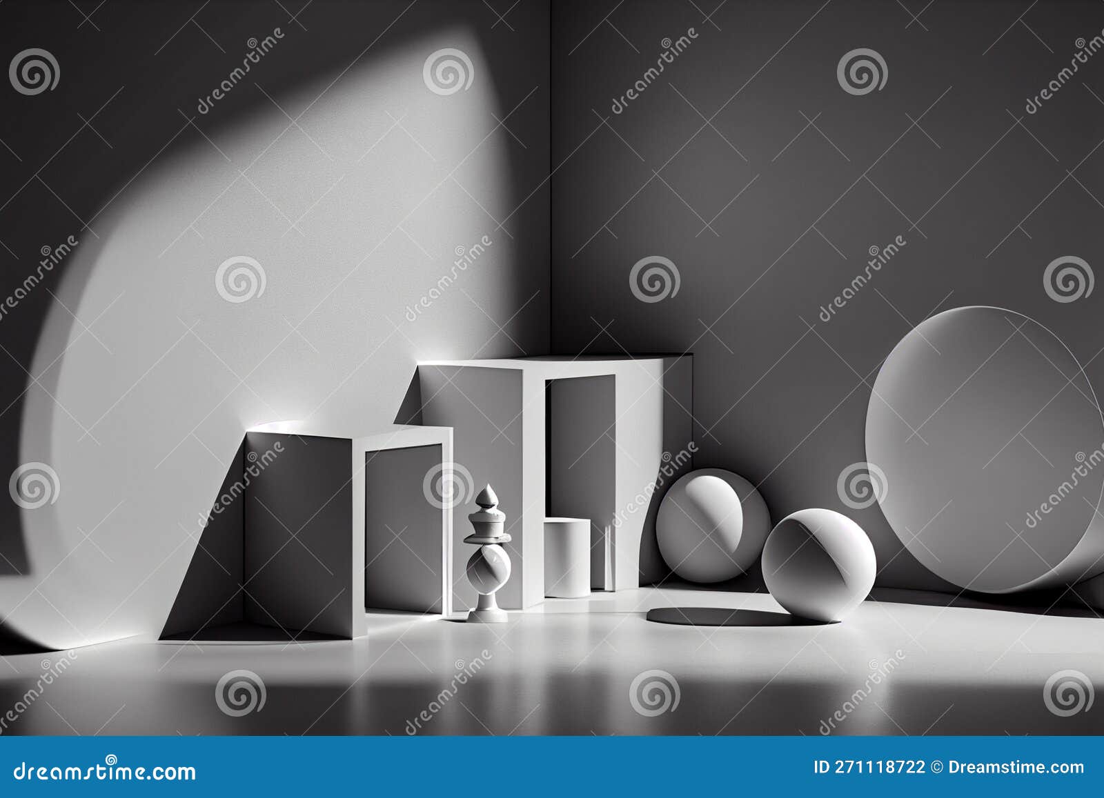 Abstract Minimal Scene, Abstract Geometric Shape Group on Gray ...