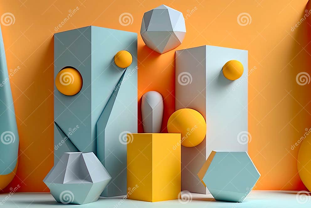 Abstract Minimal Showcase Geometric Shape Group Stock Illustration ...