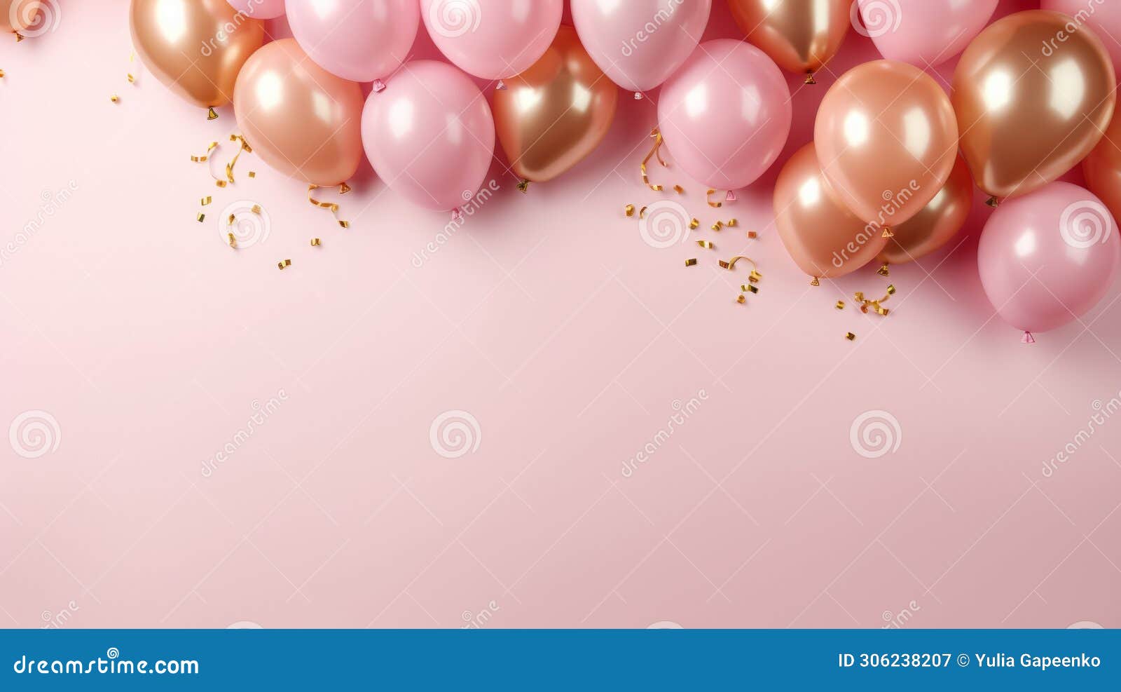 Abstract Minimalist Background with Pink and Gold Balloons. Stock Image ...