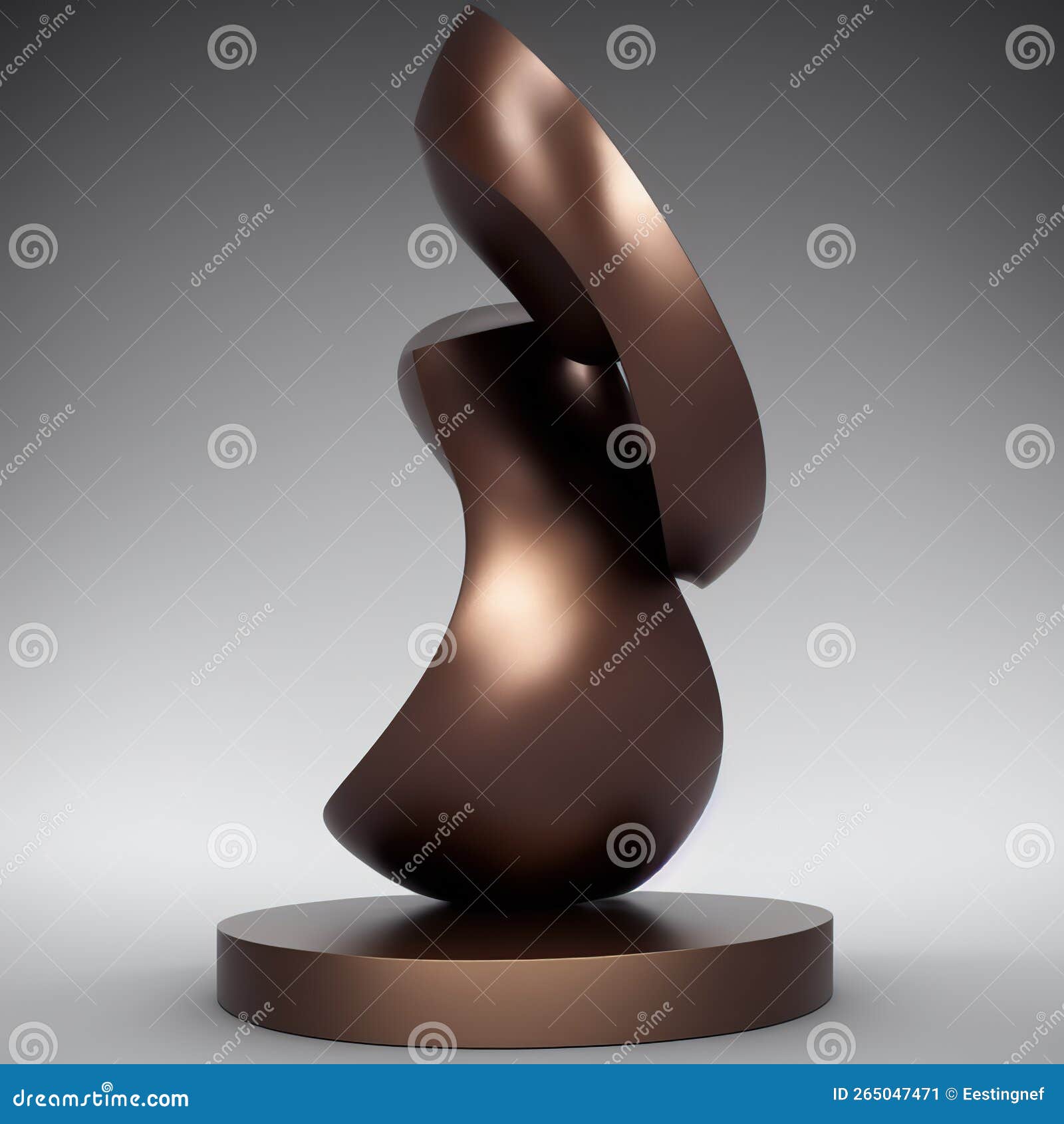 Abstract Minimalist Bronze Sculpture. Digital 3D Rendering Illustration ...