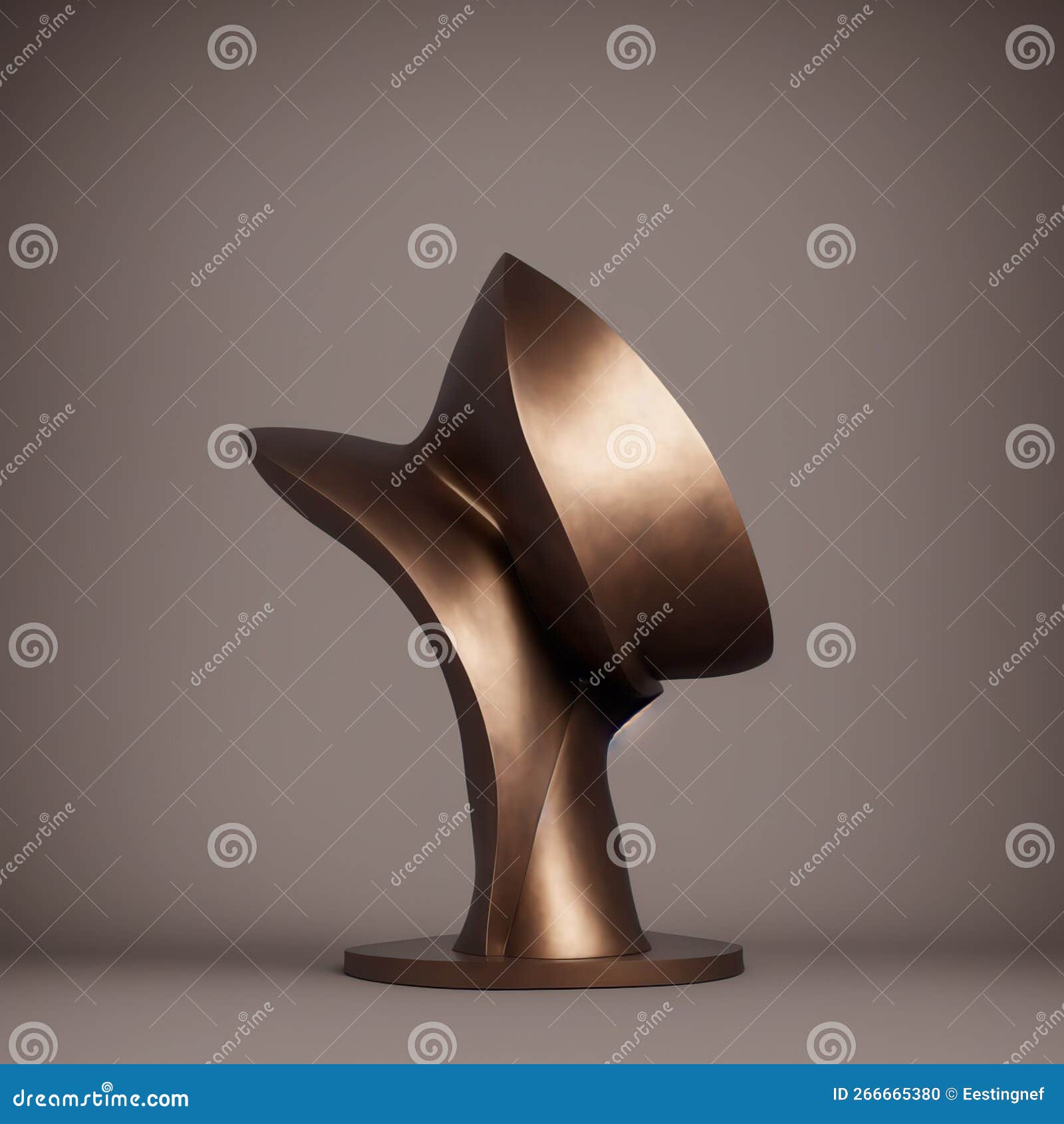 Abstract Minimalist Bronze Sculpture. Digital 3D Rendering Illustration ...