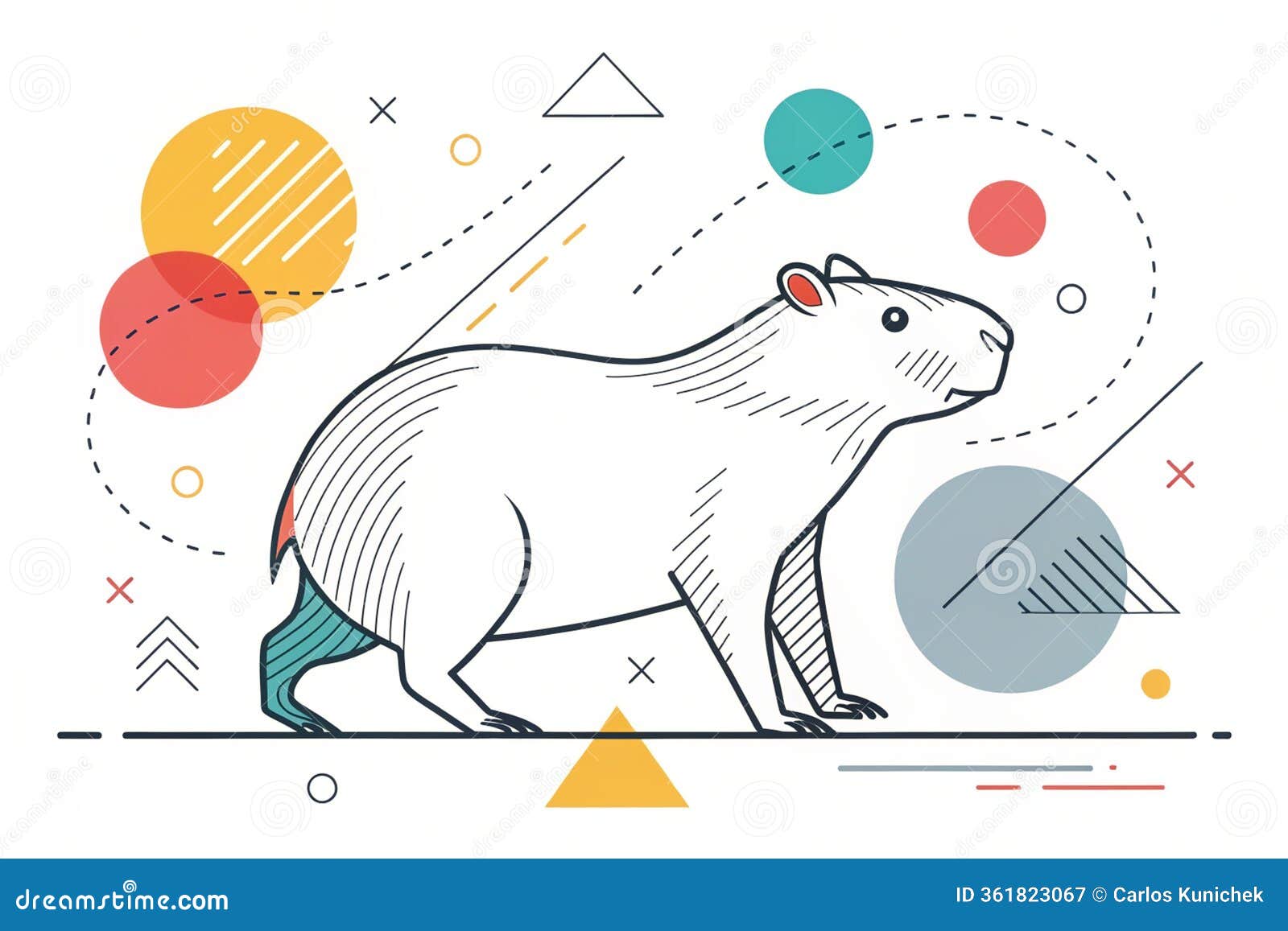 An Abstract, Minimalist Capybara Using Continuous Line Art. The ...