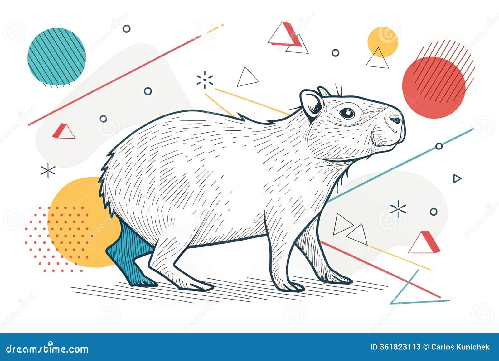 An Abstract, Minimalist Capybara Using Continuous Line Art. The ...
