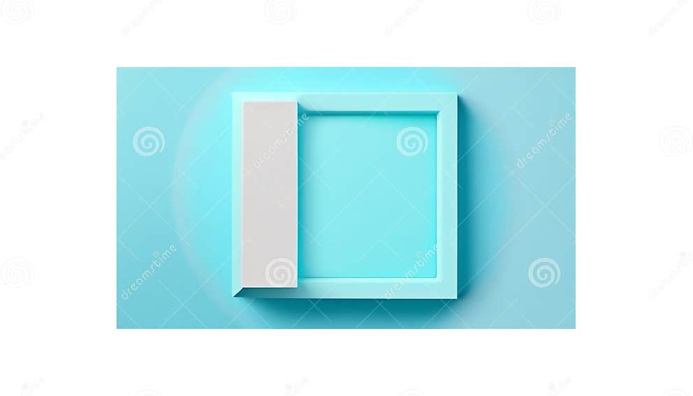 Abstract Minimalist 3D Render: Light Blue Square Frame with White ...