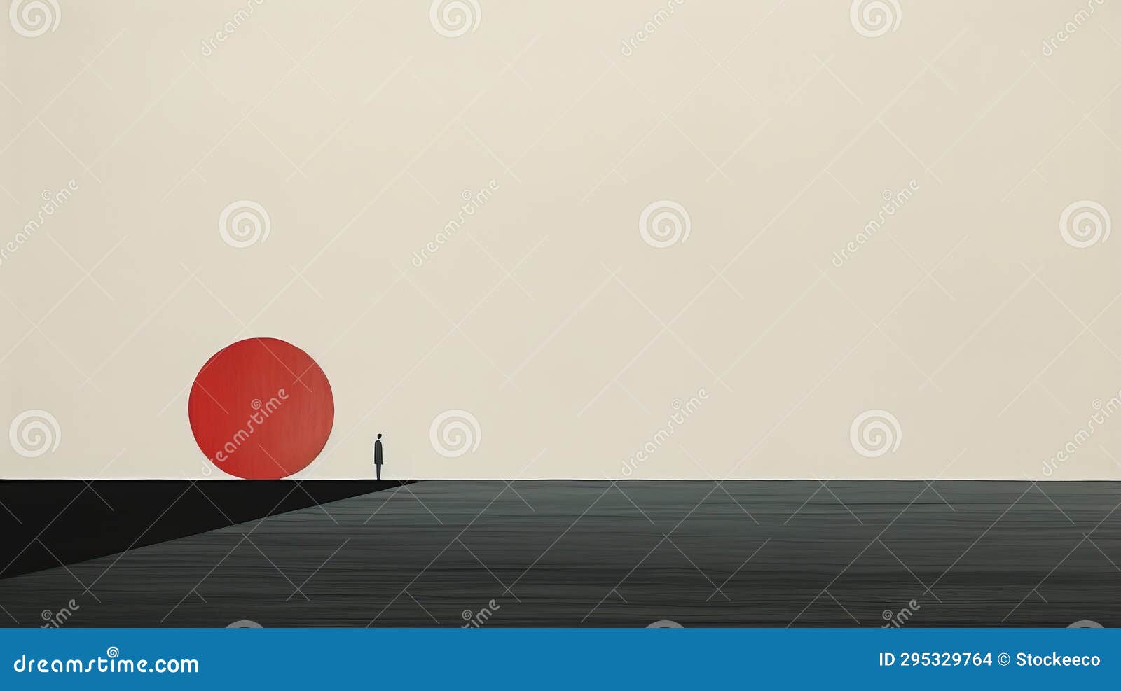 Abstract Minimalist Landscape with Red Ball Stock Illustration ...