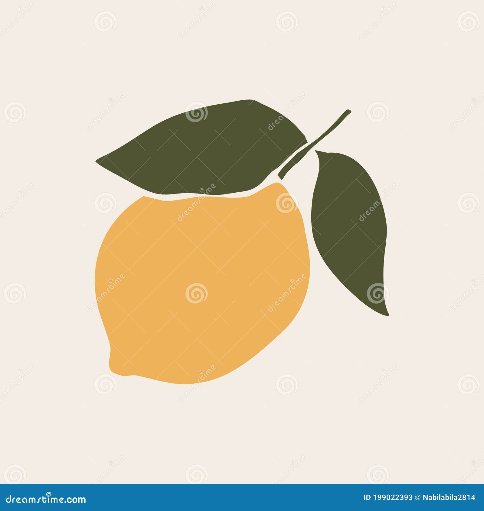 Abstract Minimalist Lemon Shape Art Print Element Stock Vector ...