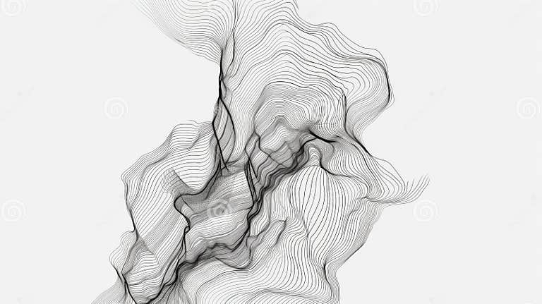 Abstract Minimalist Line Drawing with a Deconstructed Fractal Split ...