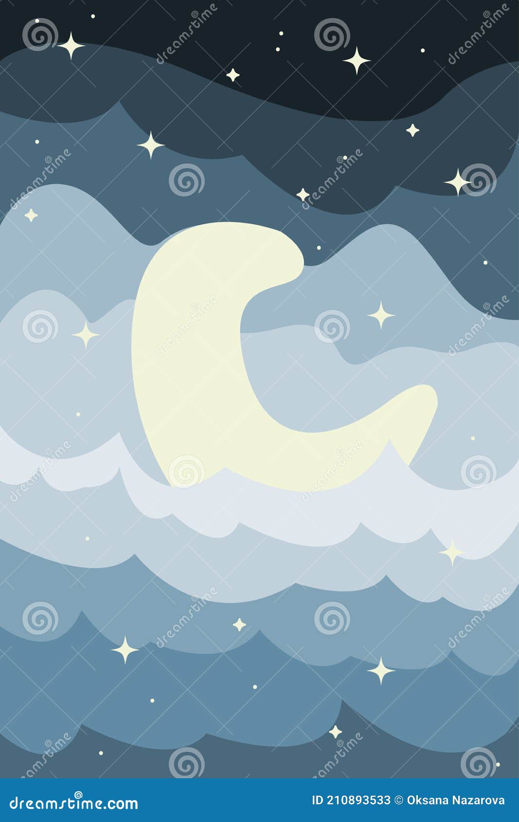 Landscape Night Dark Poster in Minimalist Style Stock Vector ...