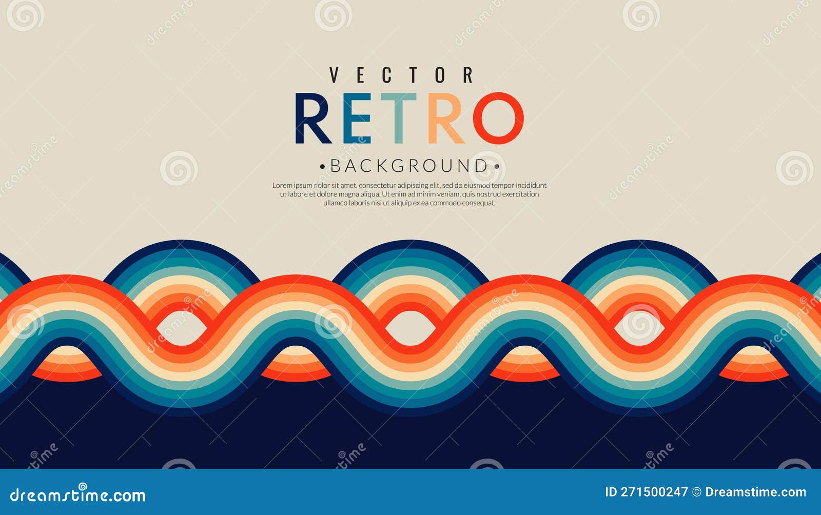 Abstract Minimalist Retro Background with Wave Stripes Elements. 70s ...