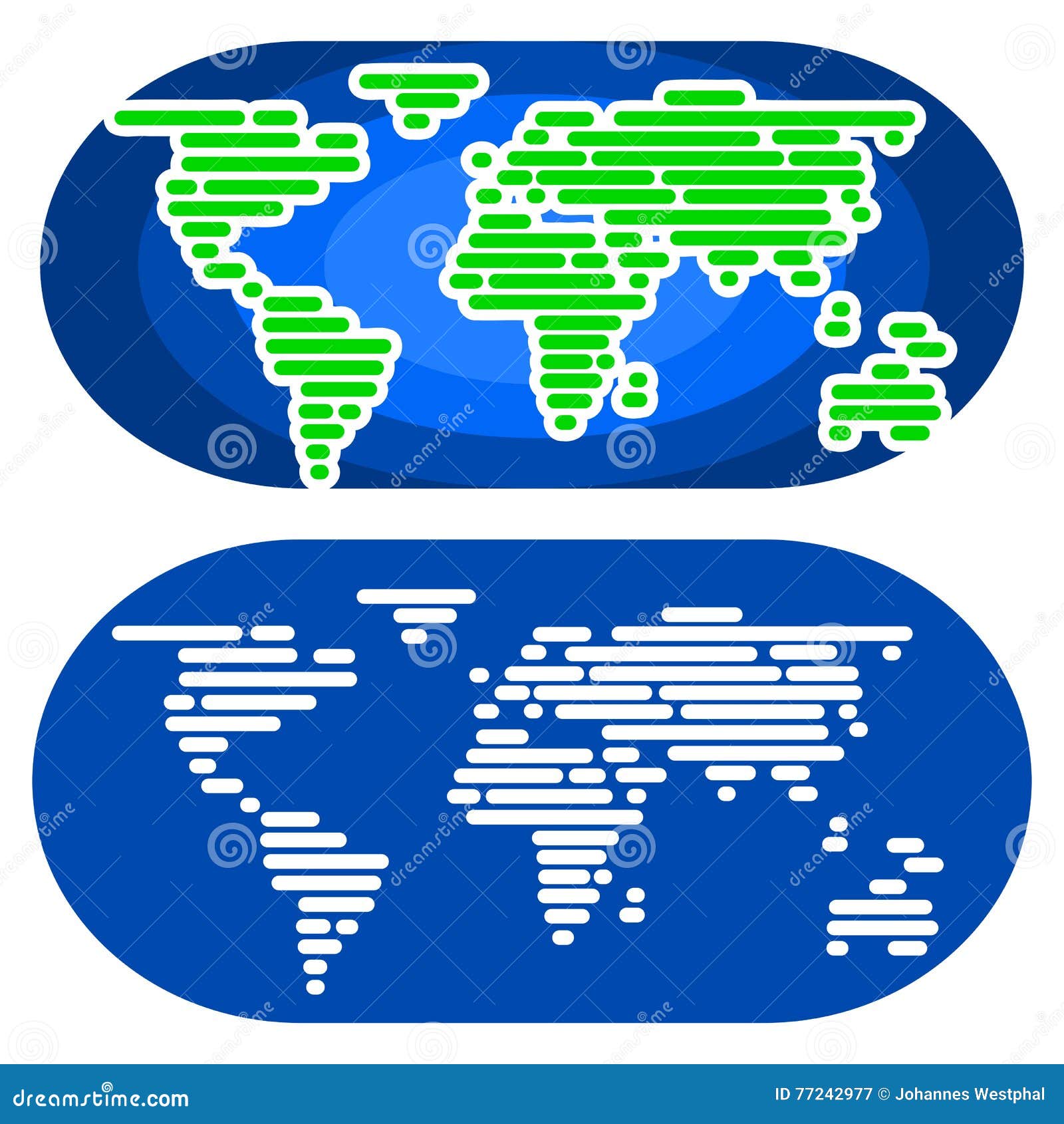 Abstract Minimalist World Map in Two Different Versions Stock Vector ...