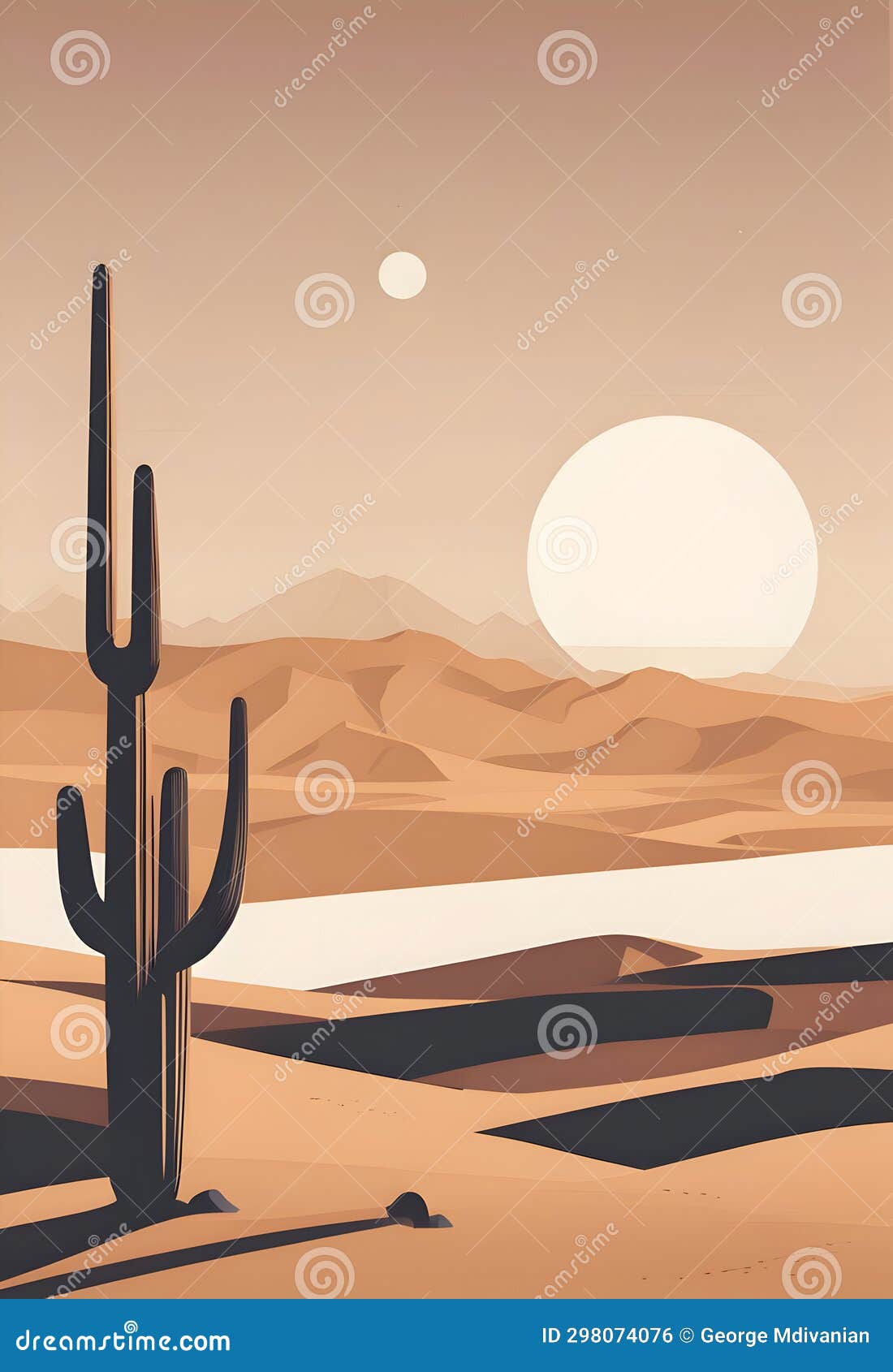 Abstract Minimalistic Art of Desert Stock Illustration - Illustration ...