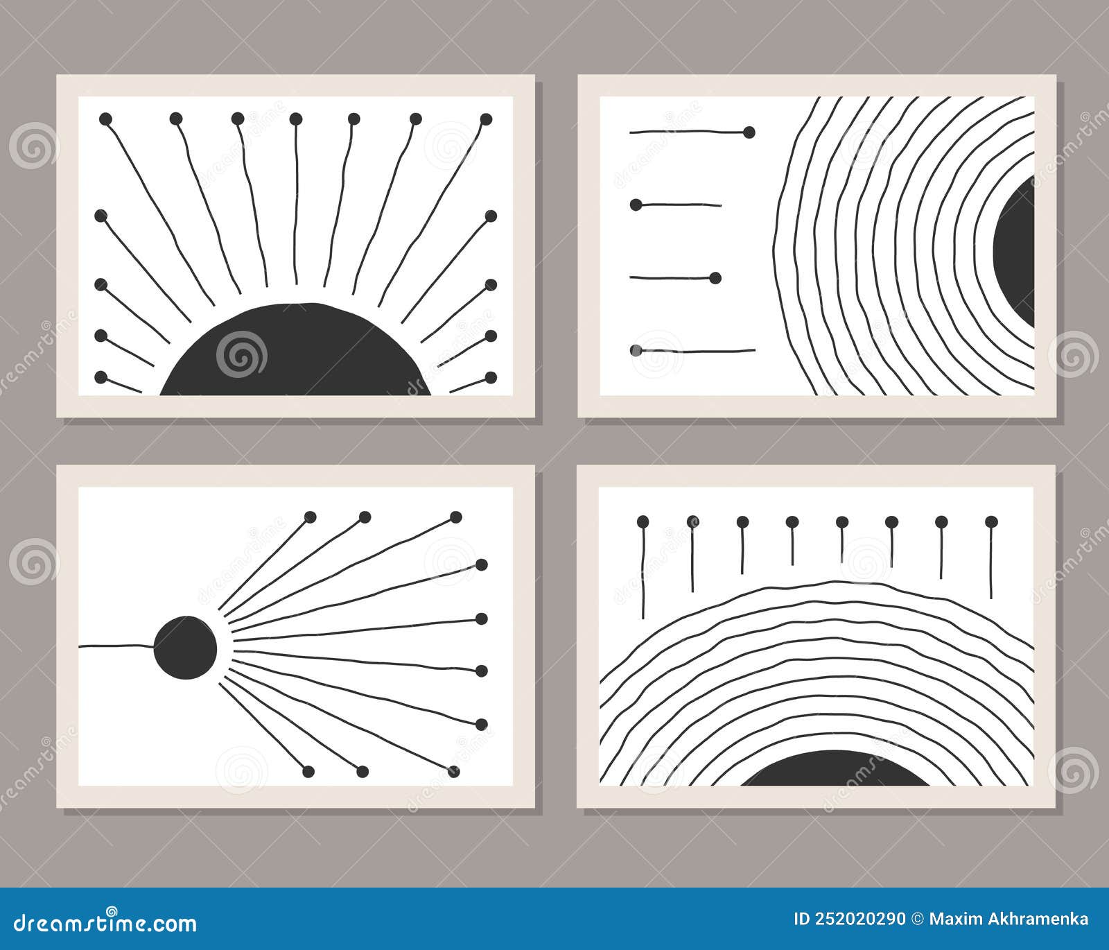 Abstract Minimalistic Artistic Compositions. Design of Postcards and ...