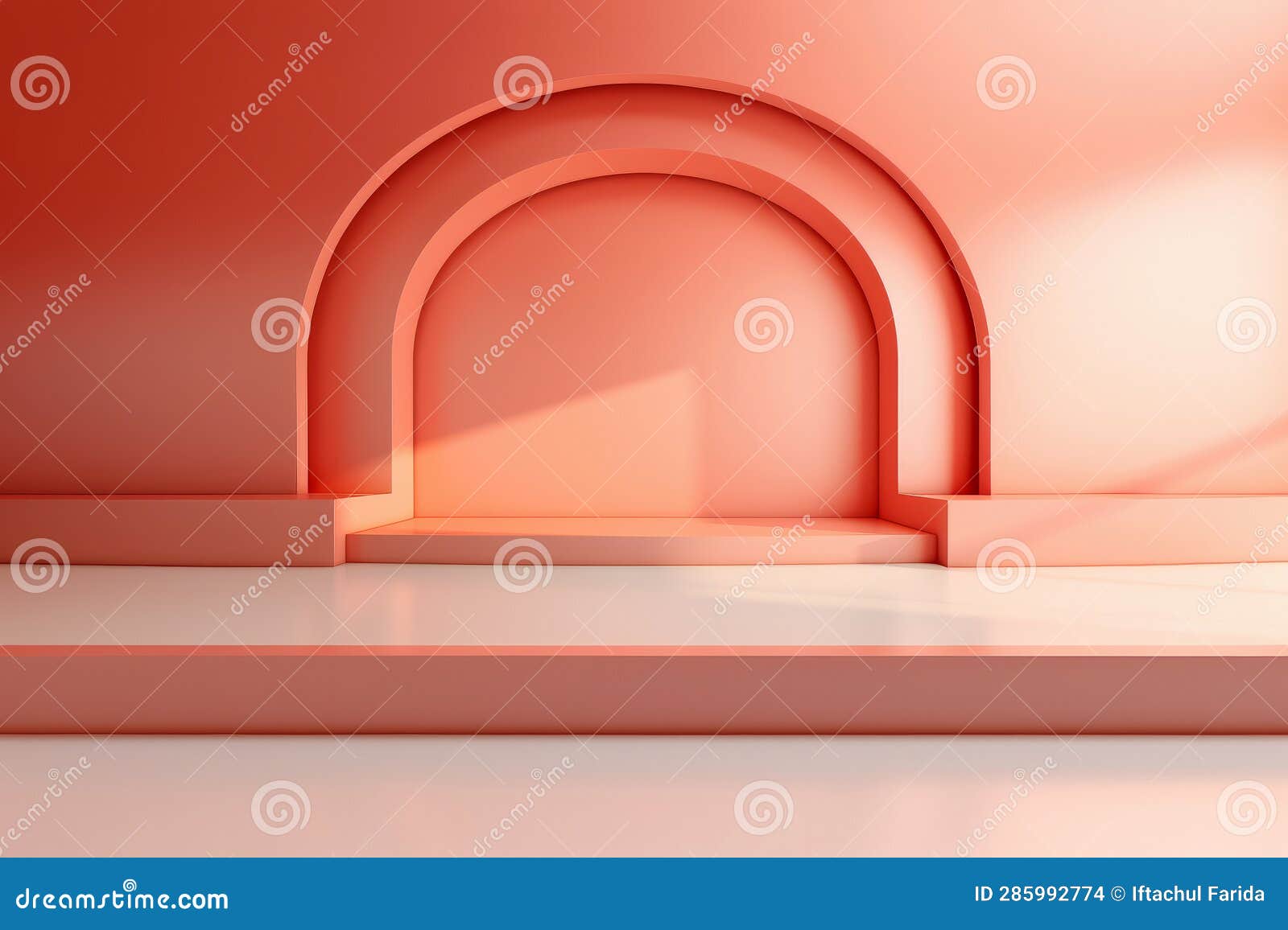 Abstract Minimalistic Background, Empty Room with Orange Arch Stock ...