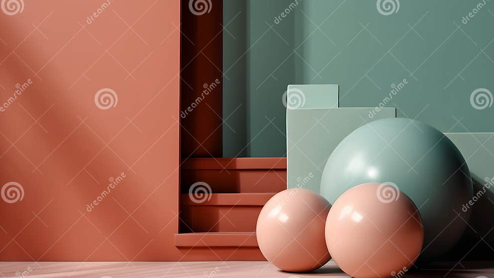 Abstract Minimalistic Composition with Gloss Balls on Rectangular Clean ...