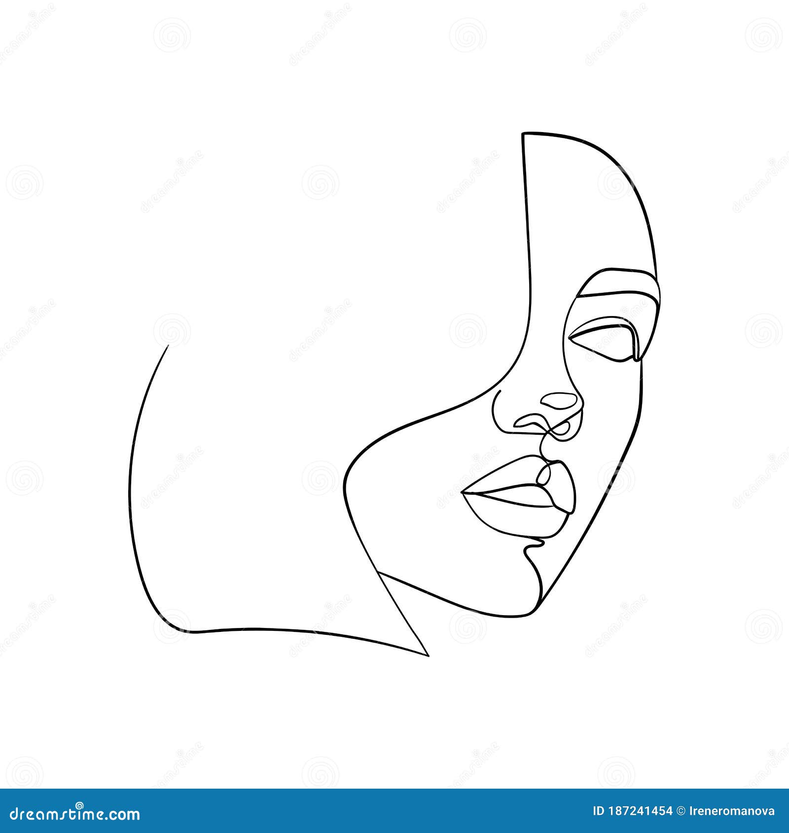 Abstract Minimalistic Linear Sketch. Woman`s Face Stock Vector ...