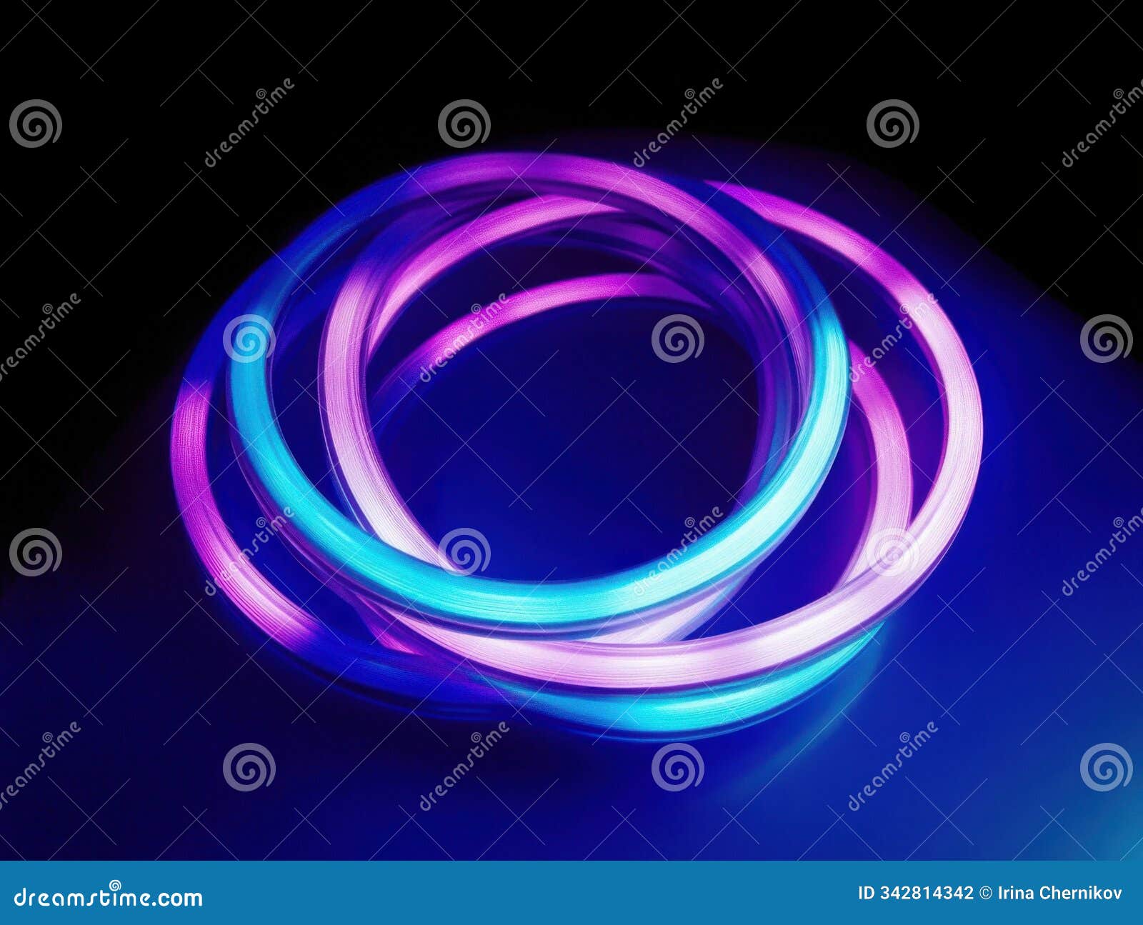 Abstract Minimalistic Neon Light Rings on Dark Background for Modern ...