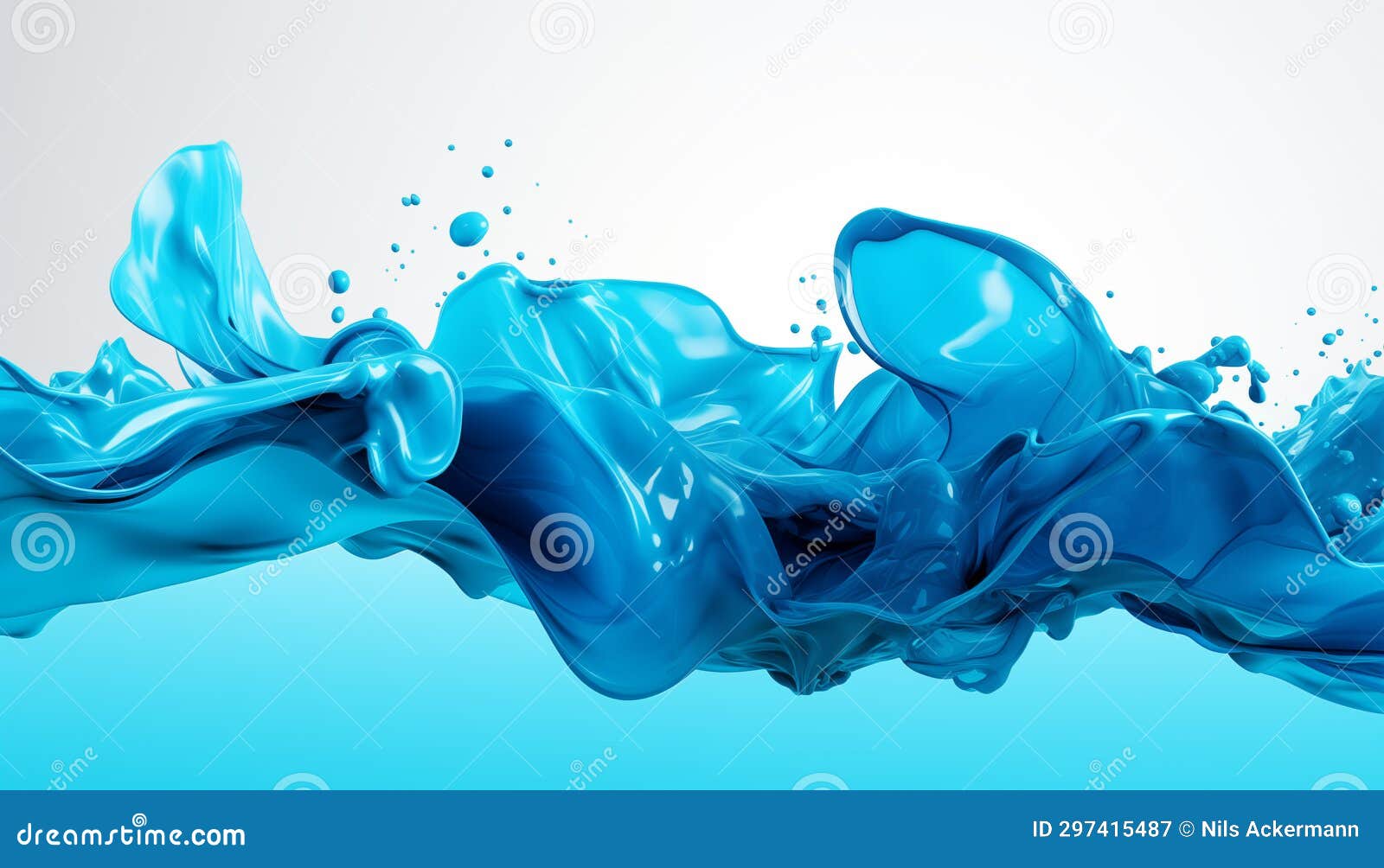 Abstract Minimalistic Wallpaper With Splash Wave Of Blue Paint. Viscous ...
