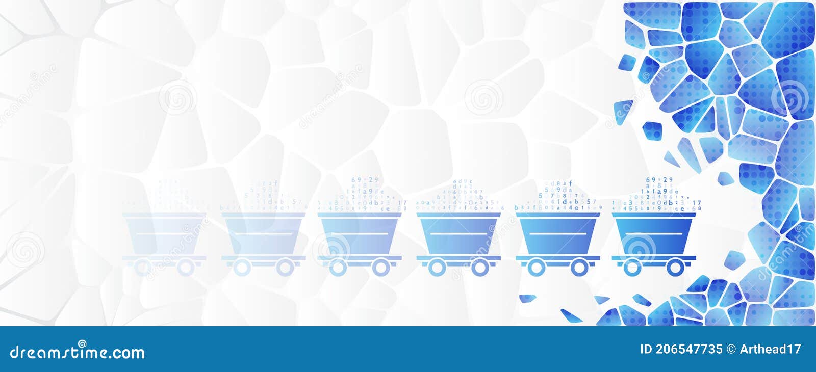 Abstract Mining Concept with Trolleys. Cryptocurrency Mining Equipment ...