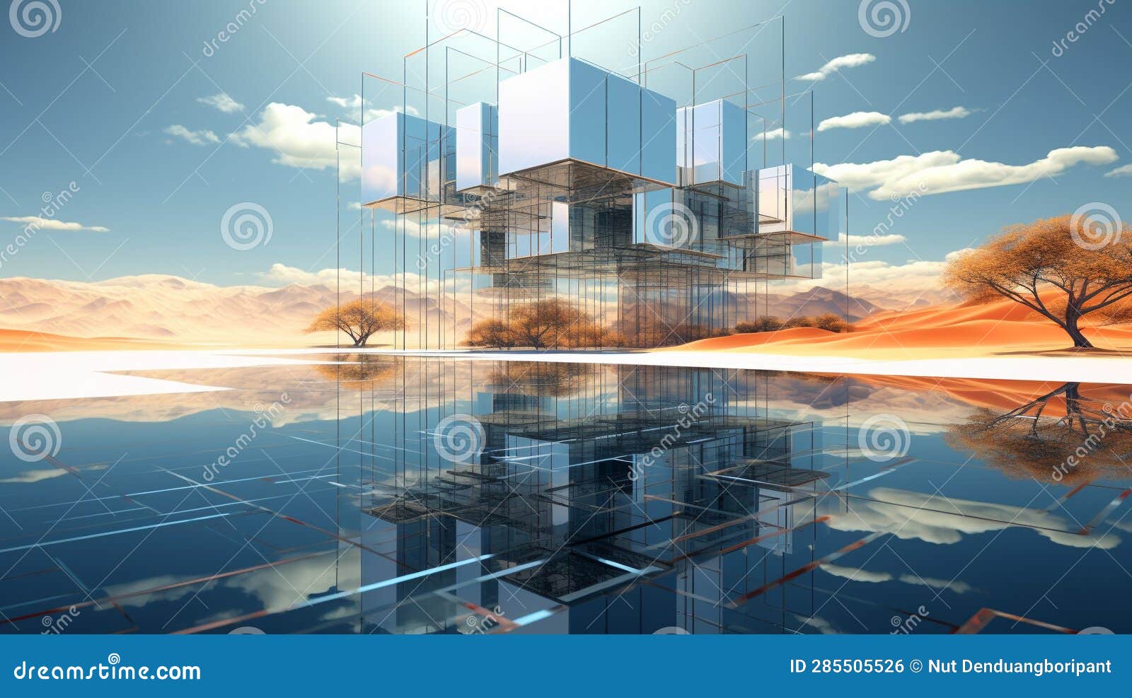 Quantum Mirage stock illustration. Illustration of landscape - 285505526