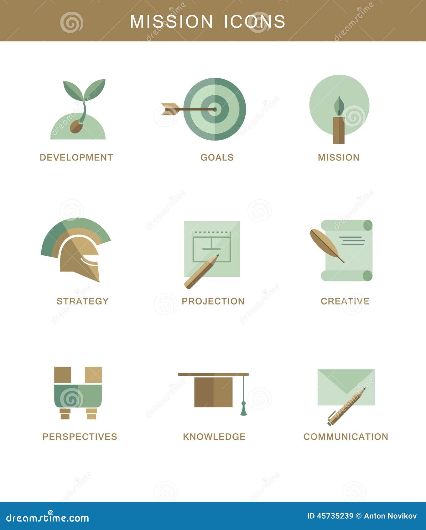 Abstract Mission Flat Design Simbol Icons Stock Vector - Illustration ...