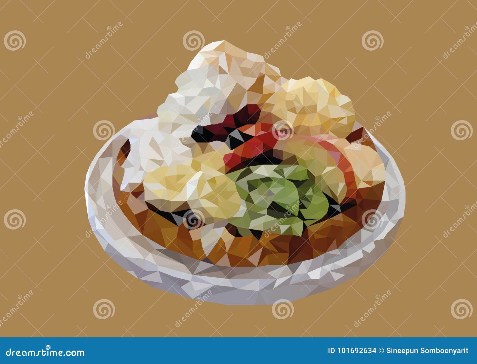 Abstract of Mixed Fruit Waffle Low Poly Vector Stock Vector ...