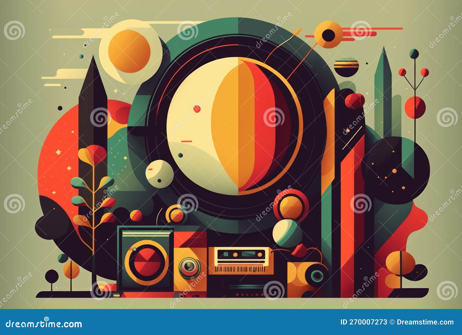 Abstract Mixed Shape Retro Vintage Color Style Background Stock ...