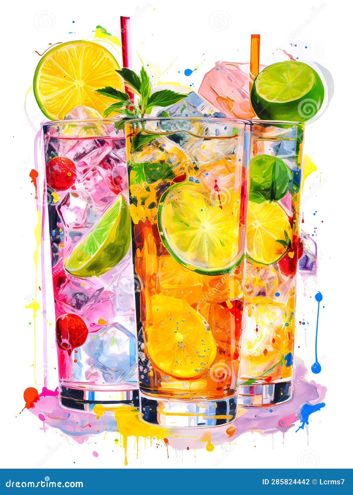 Abstract Mixes a Symphony of Colors in Cocktail Art Stock Illustration ...
