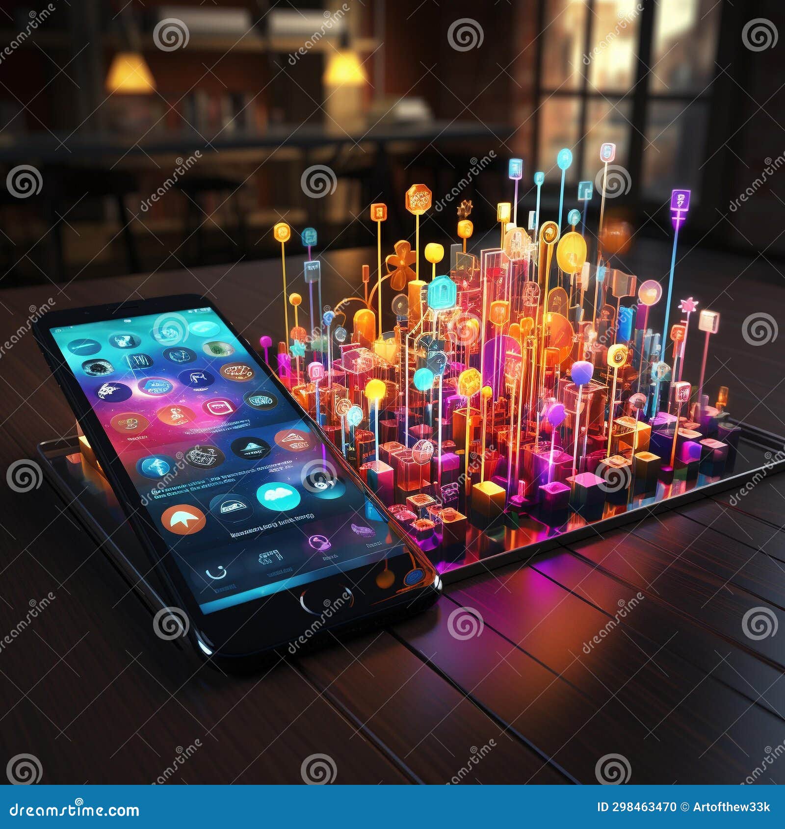 Abstract Mobile Advertising: Vibrant Digital Marketing Icons and ... Abstract Mobile Advertising: Vibrant Digital Marketing Icons and ...