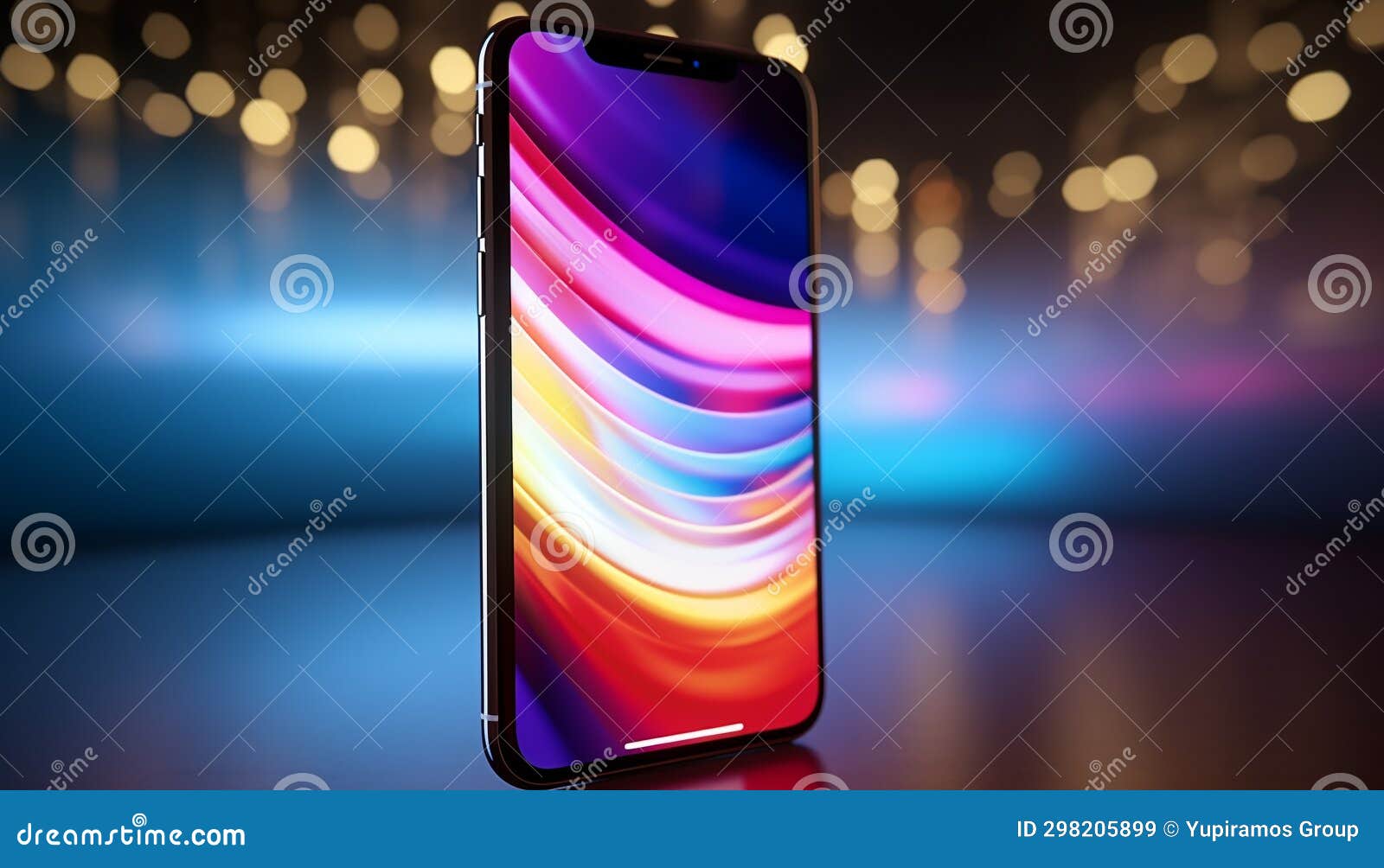 Abstract Mobile Phone Backdrop Illuminated with Shiny Blue Lighting ...