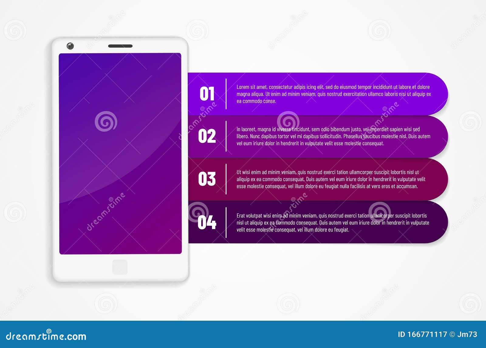 Abstract Mobile Phone with Blank Display and Four Infographics Options ...