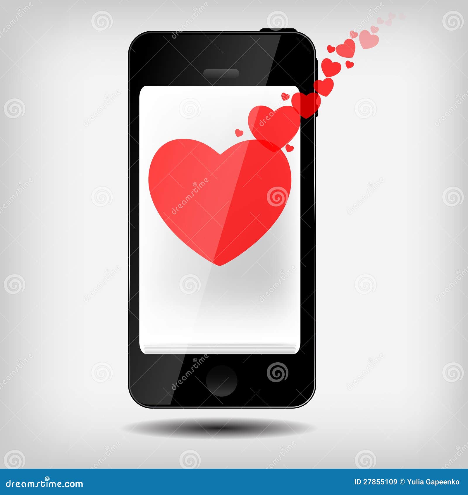 Abstract Mobile Phone with Hearts Vector Stock Vector - Illustration of ...