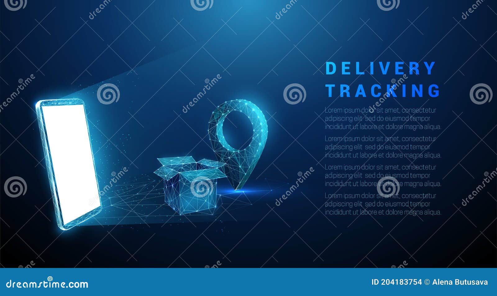 Abstract Mobile Phone with Pin Icon and Box. Stock Vector ...