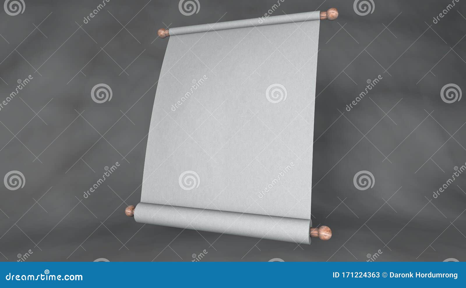 Abstract Mock-up of White Paper Scroll on Side View with Blank Empty ...