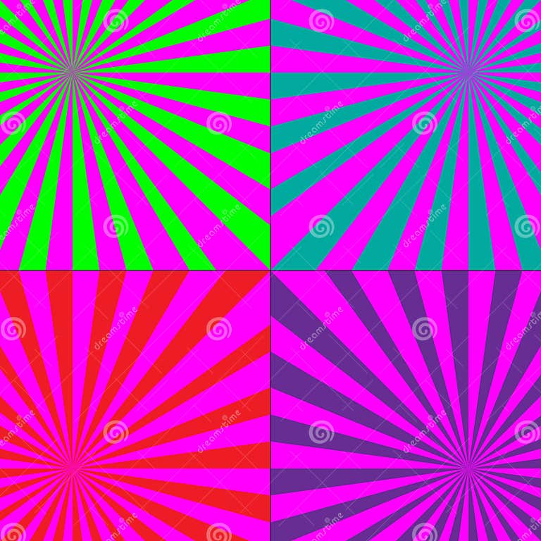 Abstract Mod Rays Vector Patterns with Bright Colors and Pink Stock ...