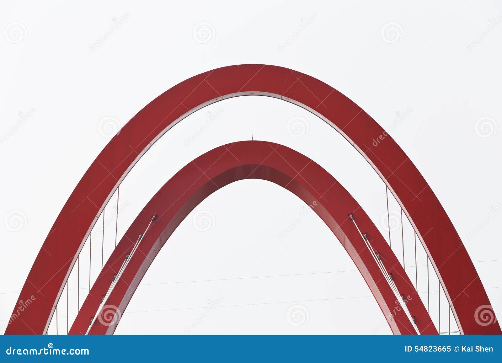 Double Arch Cable-stayed Bridge Stock Image - Image of cables, paint ...