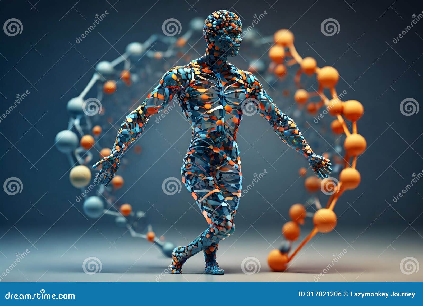 Abstract Model of Man of DNA Molecule Stock Illustration - Illustration ...