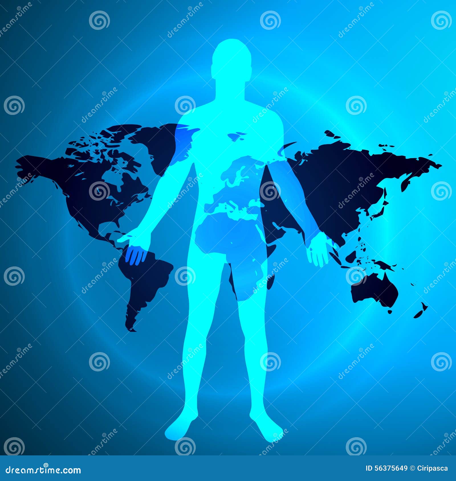 Abstract Model of Man on the World Map Stock Vector - Illustration of ...