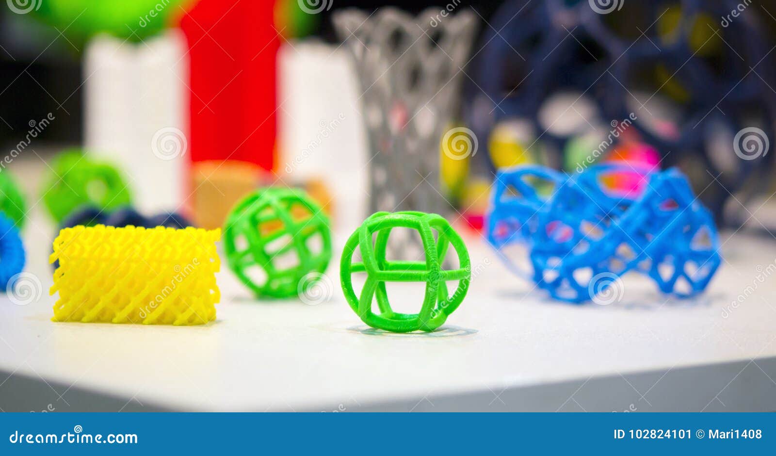 Abstract Models Printed by 3d Printer Close-up. Stock Image - Image of ...
