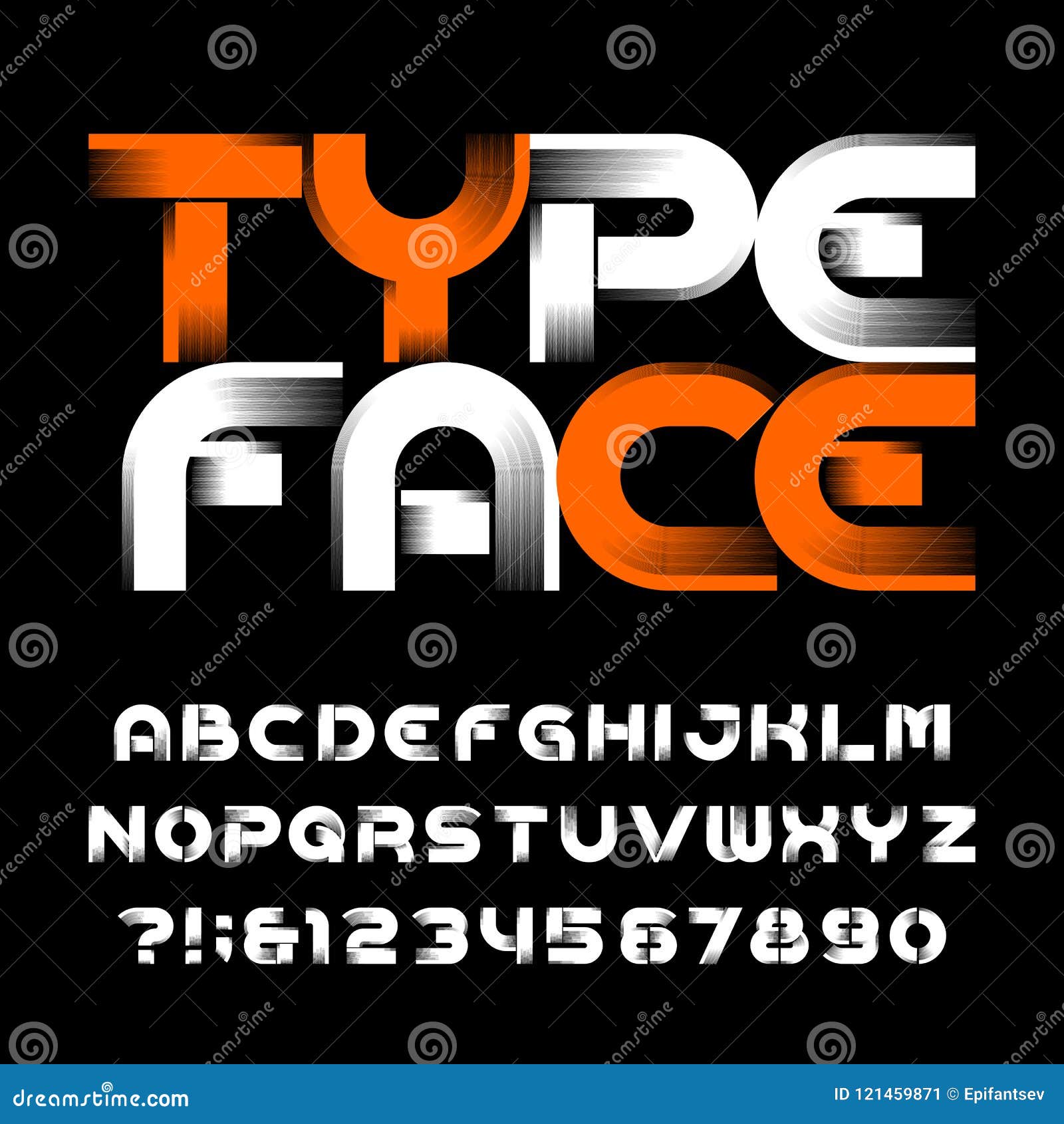 Abstract Modern Alphabet Typeface. Uppercase Letters and Numbers Stock ...