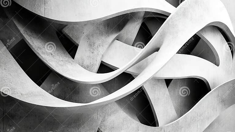Abstract Modern Architectural Design with Intertwining Curved Concrete ...