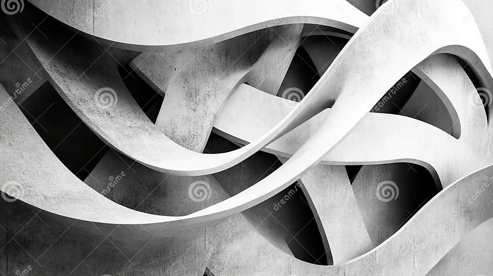 Abstract Modern Architectural Design with Intertwining Curved Concrete ...