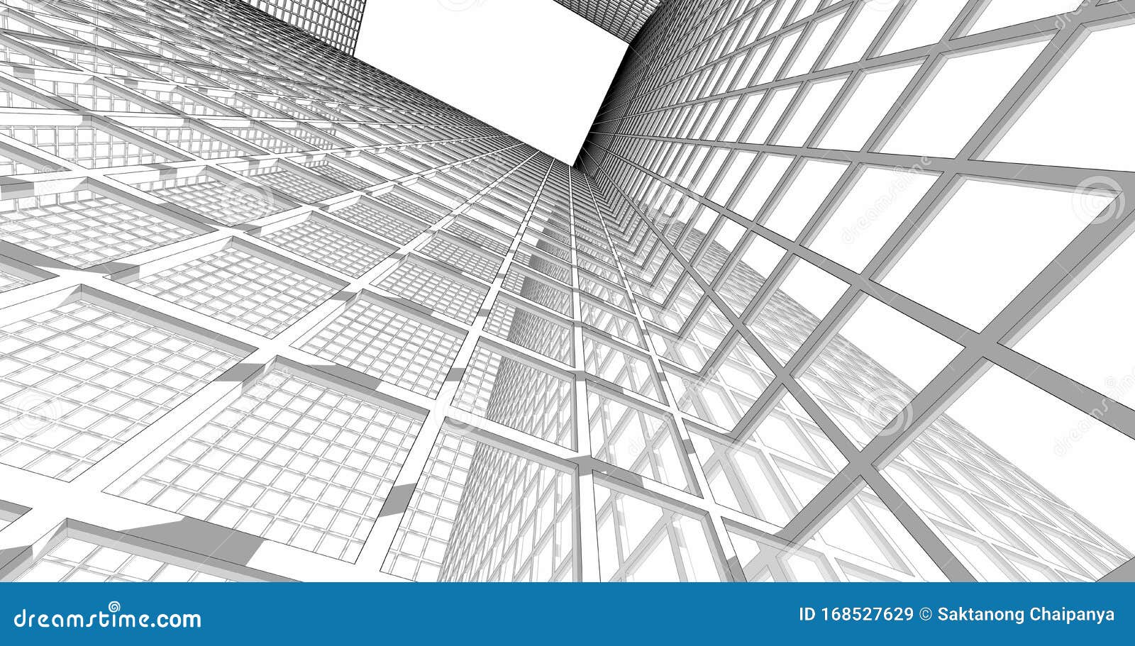 Abstract Modern Architectural Structure Glass Wall in a Square ...